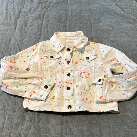 Cat & Jack | Jackets & Coats | Cat Jack White Denim Jacket Paint ...